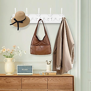 FANYITY Farmhouse Coat Rack Wall Mount with Pine Wood Planks and 5 Triple Hooks for Hanging Jackets and Coats, Coat Hanger Wall Mount for Hallway Entryway (Coat Rack-White)