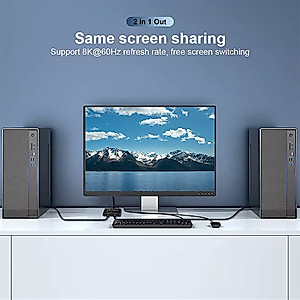 CABLEDECONN USB-C Type-C 8K Updated Switch USB 3.1 C Gen 2 Cable for Video Bi-Direction 8K@30Hz 4K@120Hz Power Delivery 100w 10Gbps Data Transfer Splitter Converter ¡­
