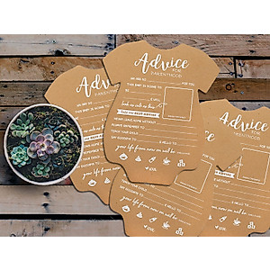 Summer-Ray.com 50pcs Baby Onesie Baby Prediction and Parenthood Advice Cards for Baby Shower 5" x 7" Heavyweight (Baby Boy)