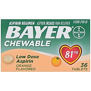 Bayer Children's Chewable, Children's Aspirin Pain Reliever, Orange, 36 ct