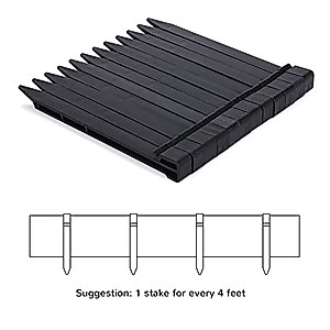 Black Plastic Garden Landscape Edging, 5” Tall Border Coil, Flexible and Strengthened with Anti-UV Treatment (20ft with 6pcs Stakes)