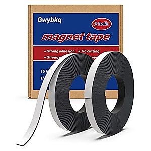 Magnetic Tape 2 Rolls 32ft Magnets with Strong Adhesive Backing Anisotropic Flexible Magnetic Strip(1rolls 16 feet x 1/2" Wide x 1/16" Thick)