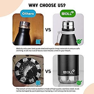 Mollcity Small Water Bottles for Kids -9 oz Stainless Steel Insulated Vacuum Water Bottle for School Metal Leak Proof Cola Shape Mini Water Bottle for Boys (Grass Green)