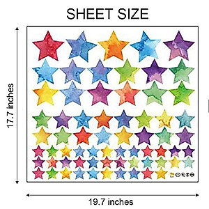 Coobbar 147 Count Multi Size Polka Wall Decals, Peel and Stick Wall Stickers, Rainbow Wall Decals for Kids Room, Living Room, Bedroom(Round and Star)