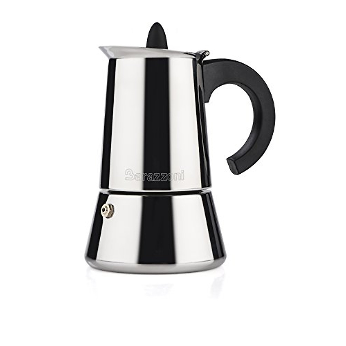 Barazzoni 830008006 IH/Direct Flame Espresso Maker, Stainless Steel, Diameter: 4.5 x Height: 8.1 inches (11.3 x 20.5 cm), Stainless Steel, Espresso Coffee Maker, 6 Cups, Silver