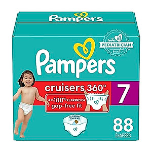 Pampers Diapers Size 7, 88 Count - Pull On Cruisers 360° Fit Disposable Baby Diapers with Stretchy Waistband, Packaging & Prints May Vary