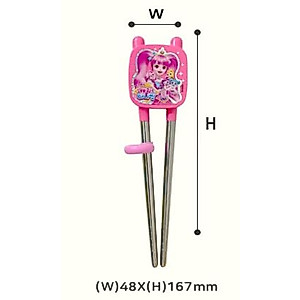 Generic TNB Teenieping Character Dinnerware Set with Case, Cutlery Set, Fork, Spoon, Tableware, Training Chopsticks for Beginners with Silicone Rings (Splashping), m, Pink, blue, purple