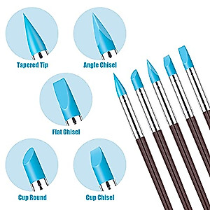 Clatoon 10Pcs Silicone Clay Sculpting Tool, Modeling Dotting Tool & Pottery Craft use for DIY Handicraft, Silicone Brush, Sculpture Pottery, Nail Art