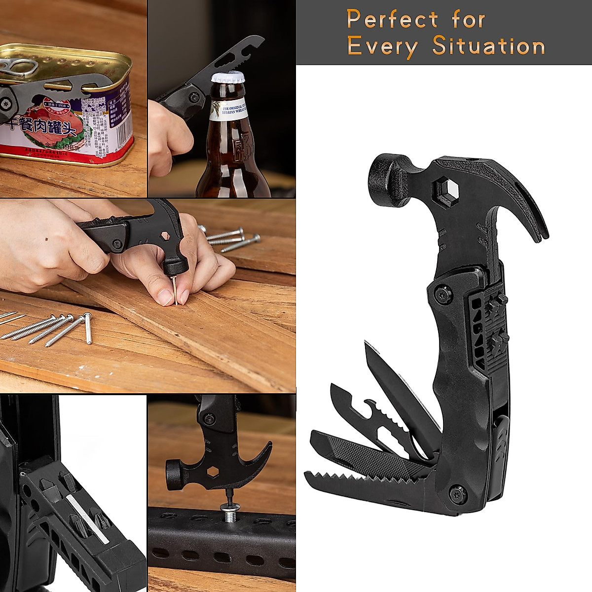 Multitool Hammer Camping Accessories, Multi Tools Cool Gadgets Stocking Stuffers Gifts for Men Dad Husband Grandpa Him Boyfriend Women Fathers Day Birthday Valentines Christmas