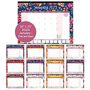 bloom daily planners 2023 Calendar Year Desk/Wall Monthly Calendar Pad (January 2023 - December 2023) - Large 21" x 16" Hanging or Desktop Blotter - Vintage Floral