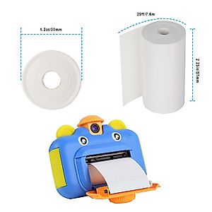 Kids Instant Camera Refill Print Paper, 12 Rolls Photo Print Thermal Paper Rolls Instant Print Camera Refill Paper For More Kid's Instant Camera White, 2.25×1.2 inches