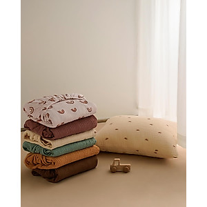 Muslin Crib Sheets Girl, Cotton Neutral Crib Sheet for Baby Girls and Boys, Fitted for Standard Crib Mattress & Toddler Bed Mattress (52"x28"), Soft and Breathable, 2 Pack (Rainbow&Cedar)