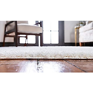 Rugs.com Lattice Shag Collection Rug – 8' x 10' Ivory Shag Rug Perfect for Living Rooms, Large Dining Rooms, Open Floorplans