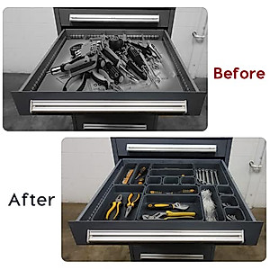 56-Pack Anti-slip Tool Box Organizer, Tool Drawer Organizers with 96pcs Non-slip Pads for Rolling Tool Drawers, Workbench and Cabinets, Tray Dividers Set for Toolbox Organization and Storage