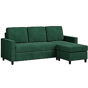 JAMFLY 79" Convertible Sectional Sofa Couch, L Shaped Couches for Living Room Clearance Set, Small Sectional Sofa with Chaise Modern Linen Fabric (Green)