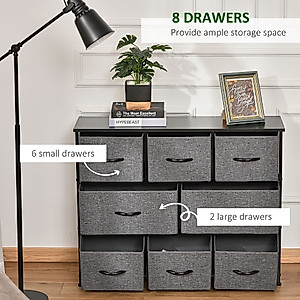HOMCOM 8-Drawer Dresser, 3-Tier Fabric Chest of Drawers, Storage Tower Organizer Unit with Steel Frame for Bedroom, Hallway, Dark Gray