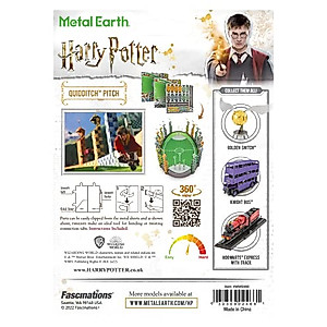 Fascinations Metal Earth Harry Potter Quidditch Pitch 3D Metal Model Kit Bundle with Tweezers