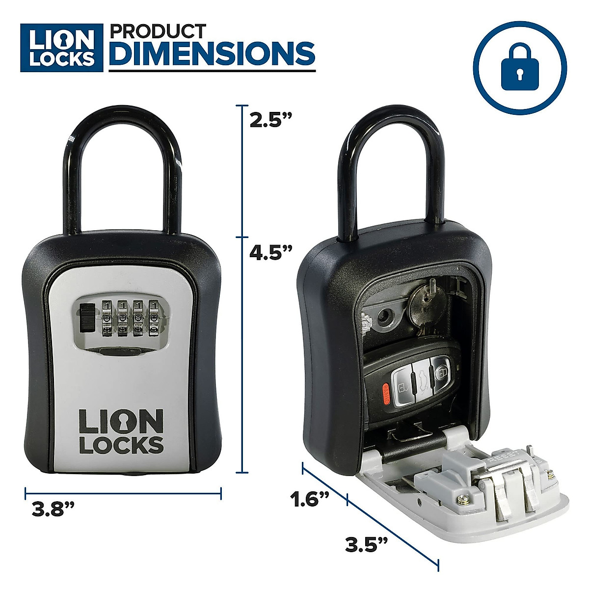 Key Lock Box, Lock Box for Keys, Key Lock Box with Code, 4 Digit Combination Lockbox for Keys Outdoor, Wall Mount Key Lockbox for Outside Portable Waterproof, Realtor Lock Box (Gray, 1 Pack)