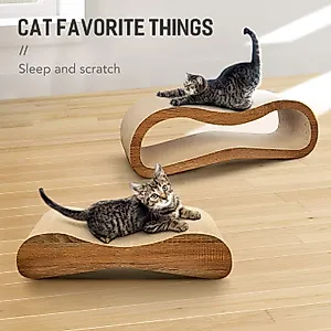 2 in 1 Cat Scratcher Cardboard Lounge Bed, Cat Scratching Board, Durable Board Pads Prevents Furniture Damage,Large