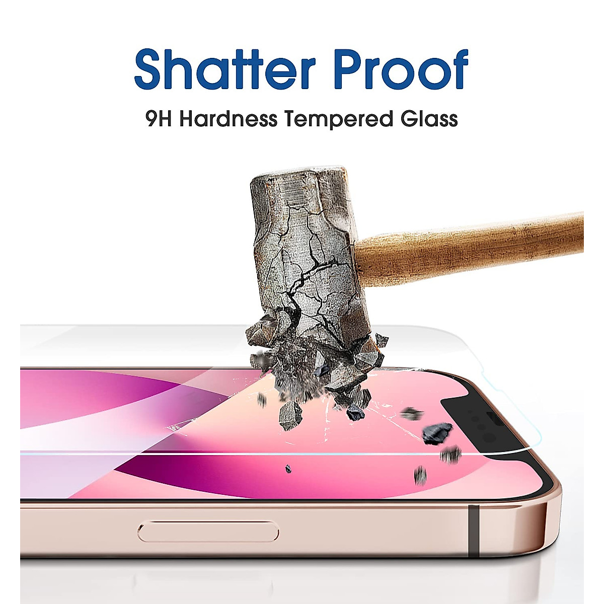 amFilm OneTouch Glass Screen Protector Compatible with iPhone 13 Mini 5.4" 2021 with Easy Installation Kit, Full Coverage Case Friendly, Tempered Glass, 2 Pack