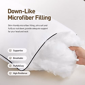 Acanva Bed Pillows for Sleeping 1 Pack with Luxury Hotel Quality, Super Plush 3D Fiber Filling, Top-end Microfiber Cover for Side Stomach Back Sleepers, King (Pack of 1), Black