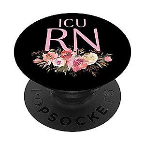 ICU Registered Nurse Pink Peach Flowers PopSockets PopGrip: Swappable Grip for Phones & Tablets