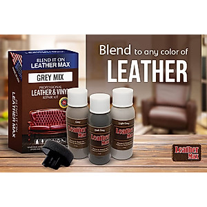 Leather Max Grey Mix Vinyl and Leather Repair Kit - Restorer of Your Furniture, Jacket, Sofa, Boat or Car Seat, Easy Instructions to Match Any Grey Color, Restore Any Material, Bonded, Italian