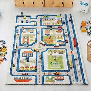 IVI 3D Play Carpets, 59 x 39 Inch, Traffic Educational Toddler Mat Rug for Bedroom, Kids Den, or Playroom, Medium