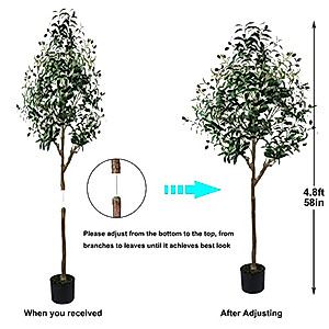 HaiSpring Artificial Olive Tree 5ft (60'') Tall Fake Plants Suitable for Modern Living Rooms Home Office Indoor & Outdoor Garden Decor, Nearly Natural Silk Tree for Housewarming Gift