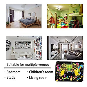 Gaming Room Decor Rug Gamer Rugs for Bedroom UV Reactive Blacklight Video Area Rug Game Room Glow in The Dark Playroom Large Non-Slip Gaming Rugs Carpet Mat for Bedroom Living Room 60X40inch