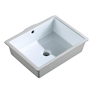 AMASHEN 16.8" Rectangular Undermount Bathroom Sink, Small Vitreous China Vanity Sink with Overflow, White