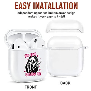Case for Airpod Case 2nd Generation,Ghostface Scream Airpods Case Cute,Cute Airpod Case 1st Generation,Clear Funny Airpod Case Cover with Keychain for Women Girls (Scream 1st/2nd Case)