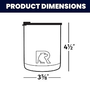 RTIC Lowball Tumbler with Splash Proof Lid, 12 oz, White, Insulated Travel Stainless Steel Coffee Mug, Sweat Proof, Keeps Hot & Cold Longer