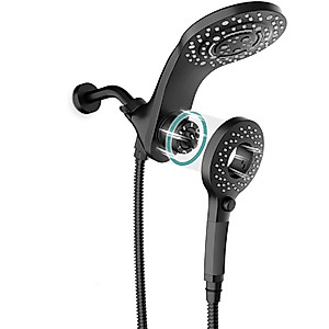 SR SUN RISE Magnetic Shower Faucet with Handheld Sprayer 2-in-1 Dual Shower Head with 8-Spray Hand Held Shower Wand and ON/OFF Switch for Saving Water 1.8 GPM Shower Combo, Matte Black