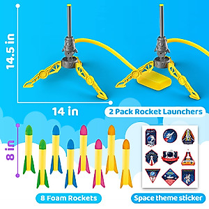 SpringFlower Toy Rocket Launcher for Kids, 2 Sturdy Rocket Launchers, 8 Colorful Foam Rockets, Fun Outdoor Toy for Kids, Gift for Boys & Girls Age 3, 4, 5, 6, 7, 8+ Years Old