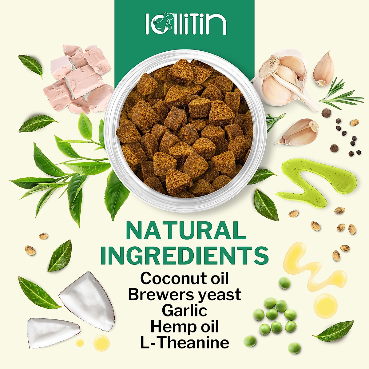 LOLLITIN Flea & Tick Dog Supplement - Made in USA - All Natural - Dog Chews 120 Count - Bacon Flavor - Dog Supplements - Natural Repellent