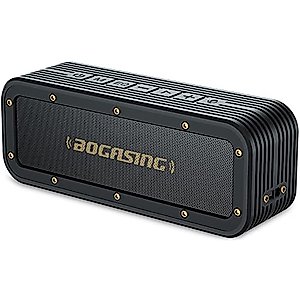 Bluetooth Speaker, BOGASING M4 Speaker with 40W Stereo HD Surround Sound, Deeper Bass, 24H Playtime, IPX7 Waterproof, Bluetooth 5.0 TWS Wireless Dual Pairing Portable Speaker for Home, Outdoor (Black)