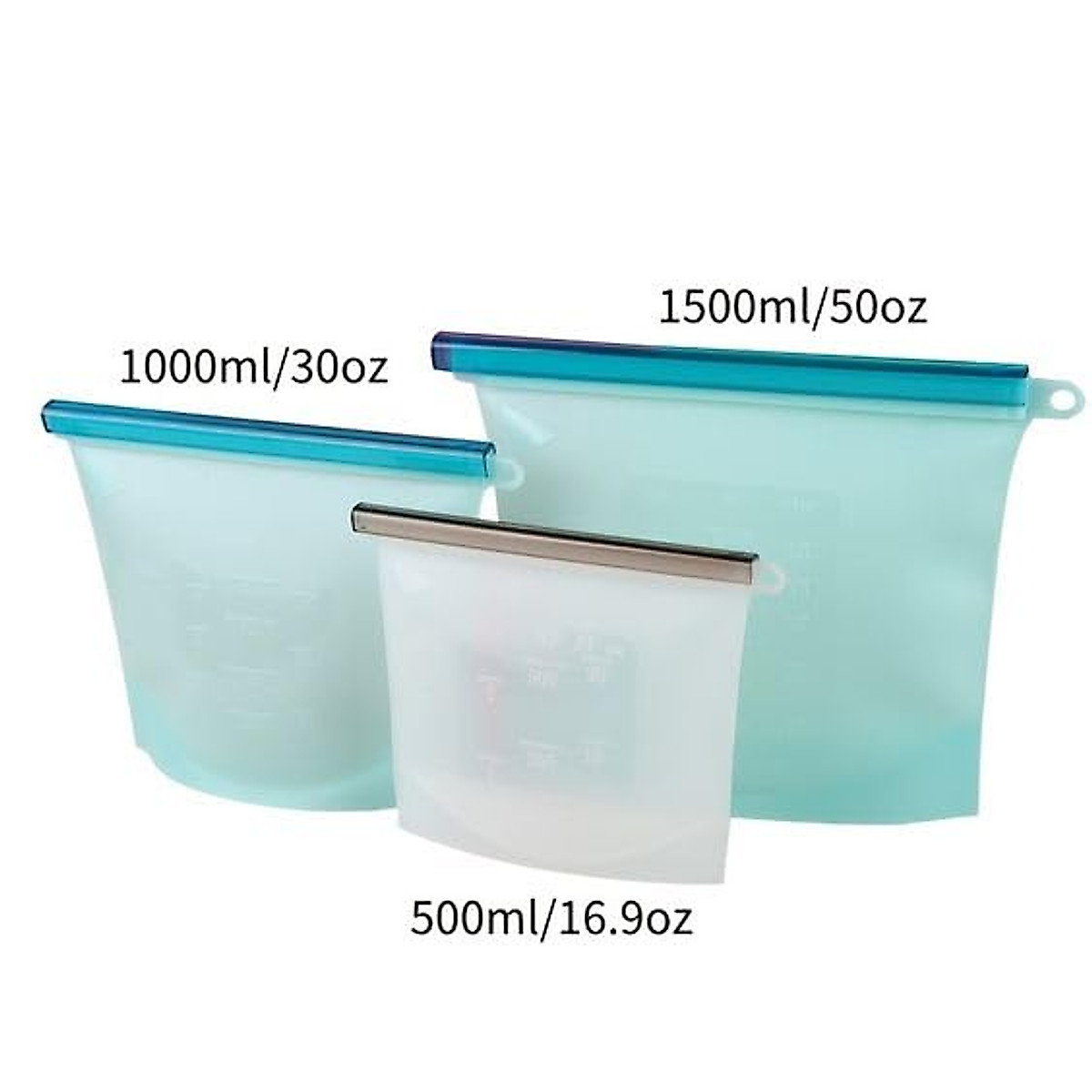 Eco-Friendly Reusable Silicone Food Bags (Set of 3) – BPA Free, Leakproof, Freezer & Microwave Safe, Dishwasher Safe, Multipurpose Storage for Snacks, Meals, and Organizing