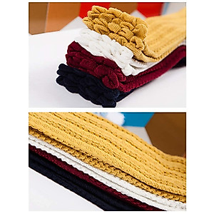 Toptim 4 Pairs Baby Toddlers Cable Knit Knee High Socks for Boy and Girls (Gray,White,Yellow,Navy Blue, 0-12 Months)