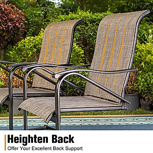 MFSTUDIO Outdoor Sling Dining Chair, 2 PCS Heavy Duty Spring Motion Patio Dining Chair, Tan Color, 300LBS