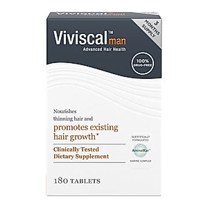 Viviscal Men's Hair Growth Supplements for Thicker, Fuller Hair Clinically Proven with Proprietary Collagen Complex 180 Tablets - 3 Month Supply