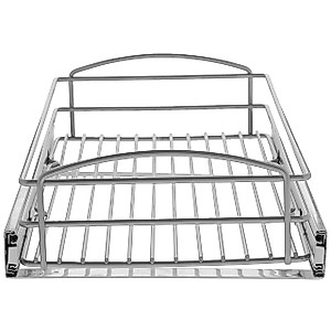 Knape & Vogt RS-MUB-11-FN 5 in. H x 12 in. W x 20 in. D Multi-Use Pull-Out Basket Cabinet Organizer in Silver