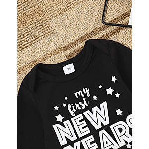 My First New Year Outfit Baby Boy 1st New Year Romper Pant 0 3 6 9 12 Months Newborn Infant Boys Clothing Clothes Gift Black
