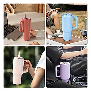 40oz Tumbler With Handle Flip Straw Lid,Leak Proof Stainless Steel Water Bottle With Rubber Base Vacuum Tumbler,Cold for 24-Hour BPA Free Insulated Cup,Reusable Travel Mug Gifts for Her/Him