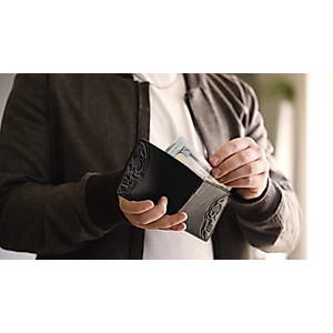 Kobi & Knight Mens Leather Skull Wallet | Bifold Wallet with Embossed Skull Design | Full Grain Leather Wallet in Gift Box | Gift Idea For Men