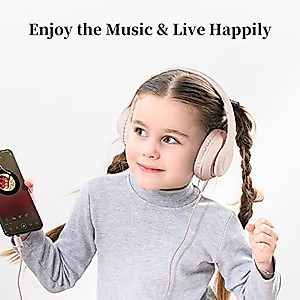 FINGERTIME Kids Headphones, Foldable Stereo 3.5mm Wired Headphones, Toddler Headphones with Sharing Function,Volume Limiter 85/94dB, Headphones for Kids/Boy/Girl/Travel/Tablet (Pink)