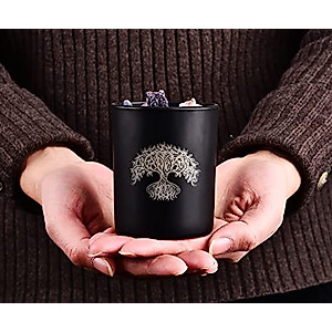 Scented Candle with Crystal and Flowers Soy Candle Tree of Life Engraved Aromatherapy Candle for Meditation