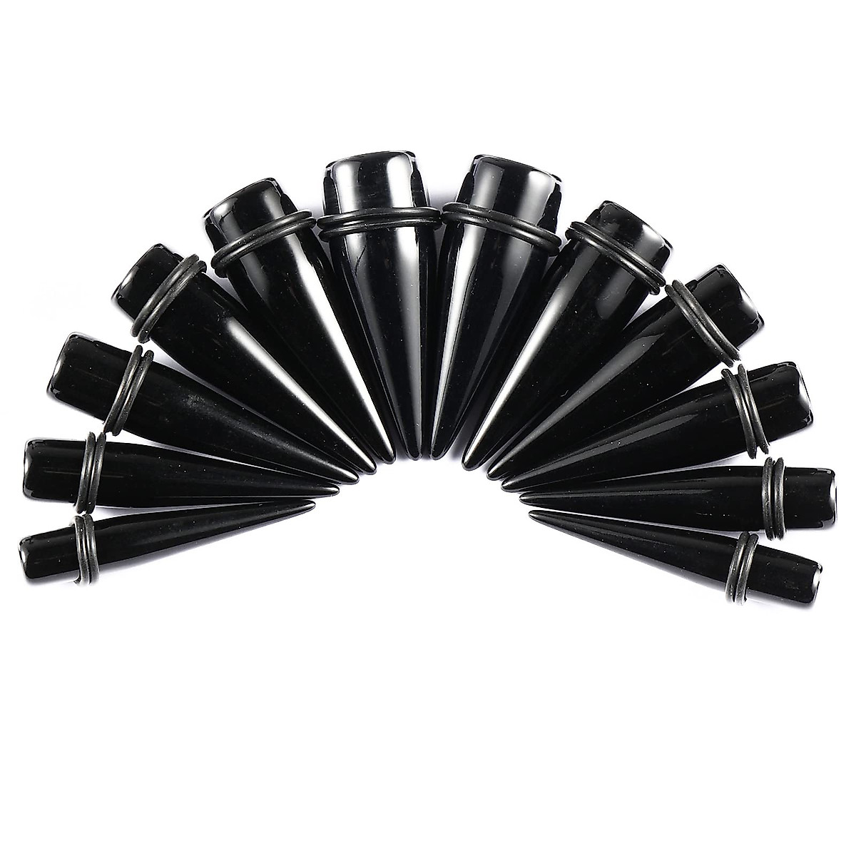 Memsion Ear Stretching Kit Gauges 24 Pieces Big Gauges 00G-20mm Ear Gauges Expander Set Acrylic Ear Tapers and Plugs Body Earring Piercing Kits Black Color