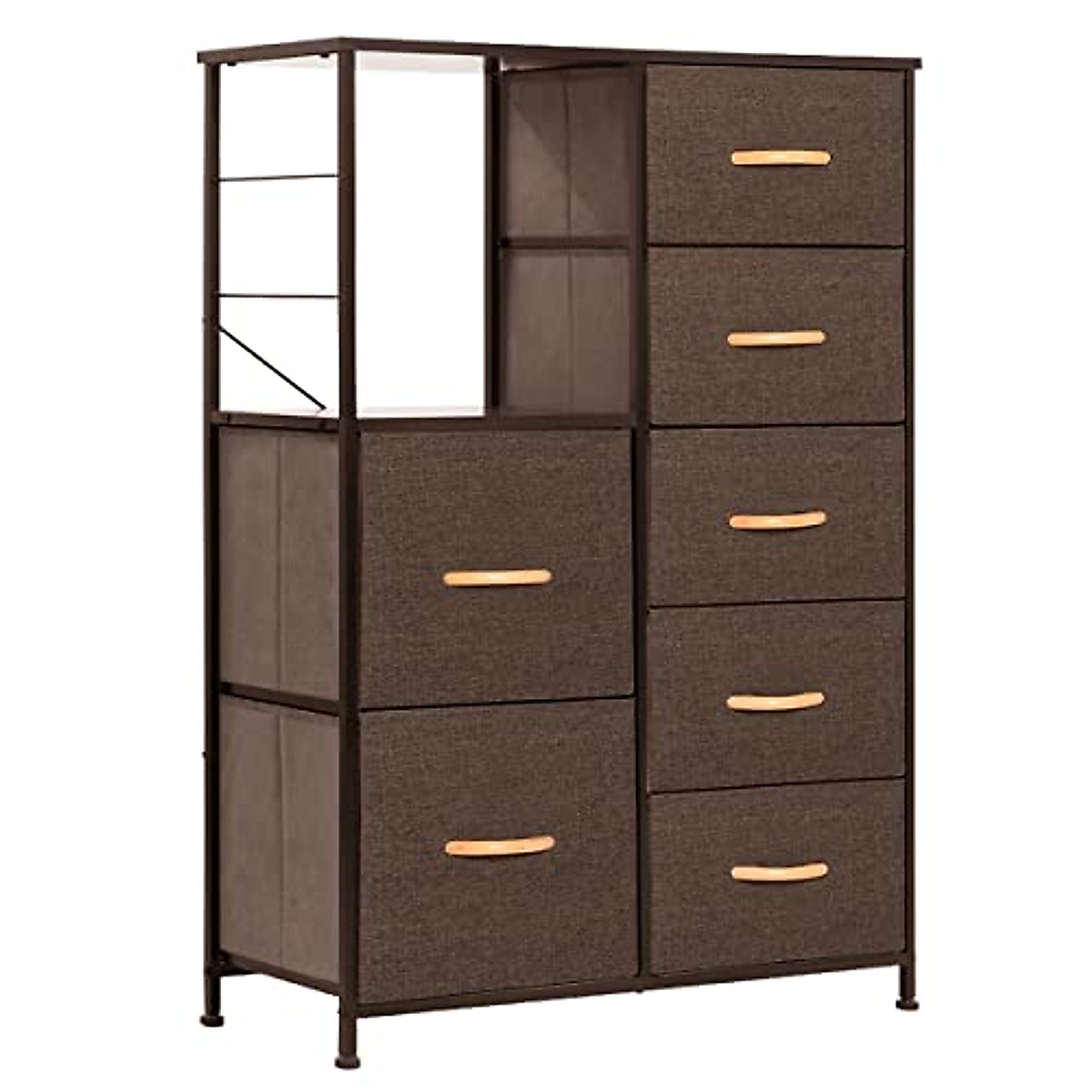 VredHom Fabric Dresser Storage Organizer, 7 Drawers Dresser with Shelves, Storage Dresser Fabric Storage Closets Storage Units Tower Steel Frame Wooden Top for Bedroom, Hallway, Nursery, Entryway