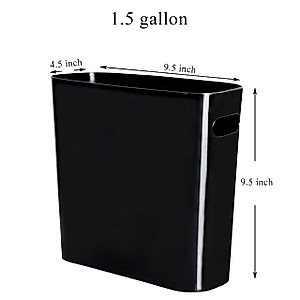 Youngever 1.5 Gallon Slim Trash Can, Plastic Garbage Container Bin, Small Trash Bin with Handles for Home Office, Living Room, Study Room, Kitchen, Bathroom (2 Pack Black)